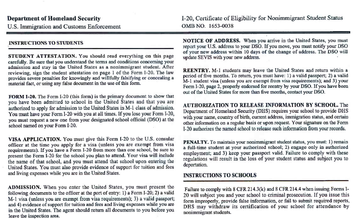 What is i20 of USA immigration? - Gurukul Galaxy